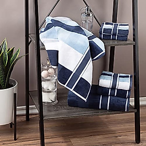 Lavish Home 100% Cotton Oakville Velour 6 Piece Towel Set-Navy