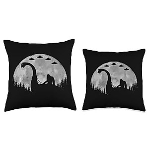 Thebigfoottz Co. Bigfoot Riding Loch Ness Monster with Moon Sasquatch UFO Throw Pillow, 16x16, Multicolor