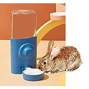 Calymmny Large Rabbit Water Bottle, 20oz Hanging Automatic Water Dispenser by Gravity Flow for Bunny Chinchilla Guinea Pig Ferrets (BLUE)