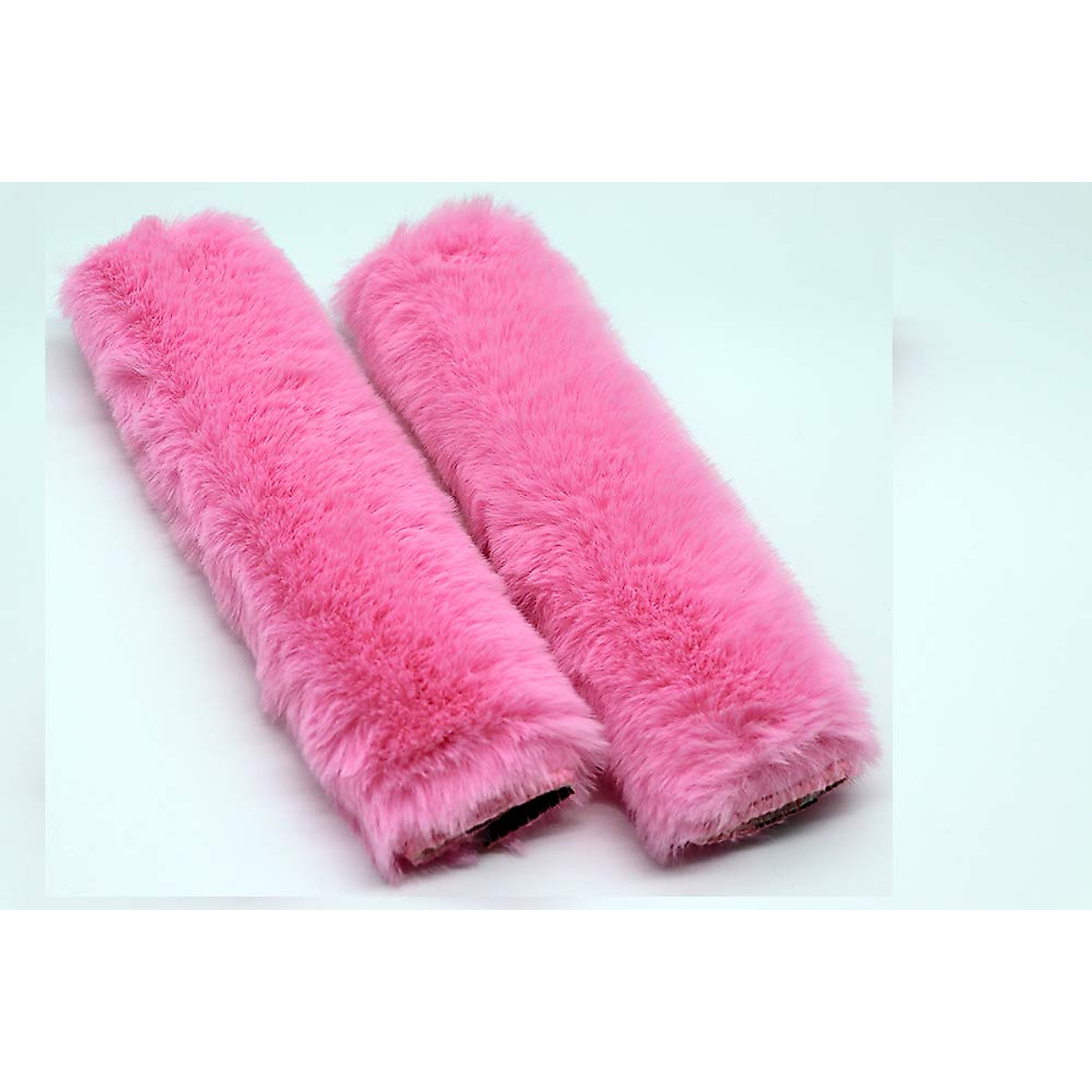 Pinbola 5pcs in 1 Set Faux Wool Steering Wheel Cover Soft Fluffy Handbrake Cover & Gear Shift Cover & 2pcs Seat Belt Shoulder Pads Warm Universal Fit for 15 Inch (Pink)