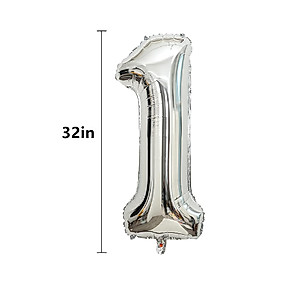 XLOOD Number 18 Balloons 32 inch Digital Balloon Alphabet 18 Birthday Balloons Digit 18 Helium Balloons Big Balloons for Birthday Party Supplies Wedding Bachelorette Bridal Shower, Silver Number 18th