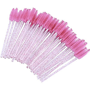 G2PLUS 100PCS Eyelash Mascara Brushes, Disposable Lash Spoolies, Crystal Eyelash Brush Makeup Kits for Eyelash Extensions and Eyebrow Brush