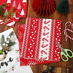 Whaline 12Pcs Christmas Cotton Fabric Bundles White Red Xmas Tree Snowflake Reindeer Printed Fat Quarters Holiday Sewing Fabrics for DIY Handmade Crafting, 18 x 22 Inch