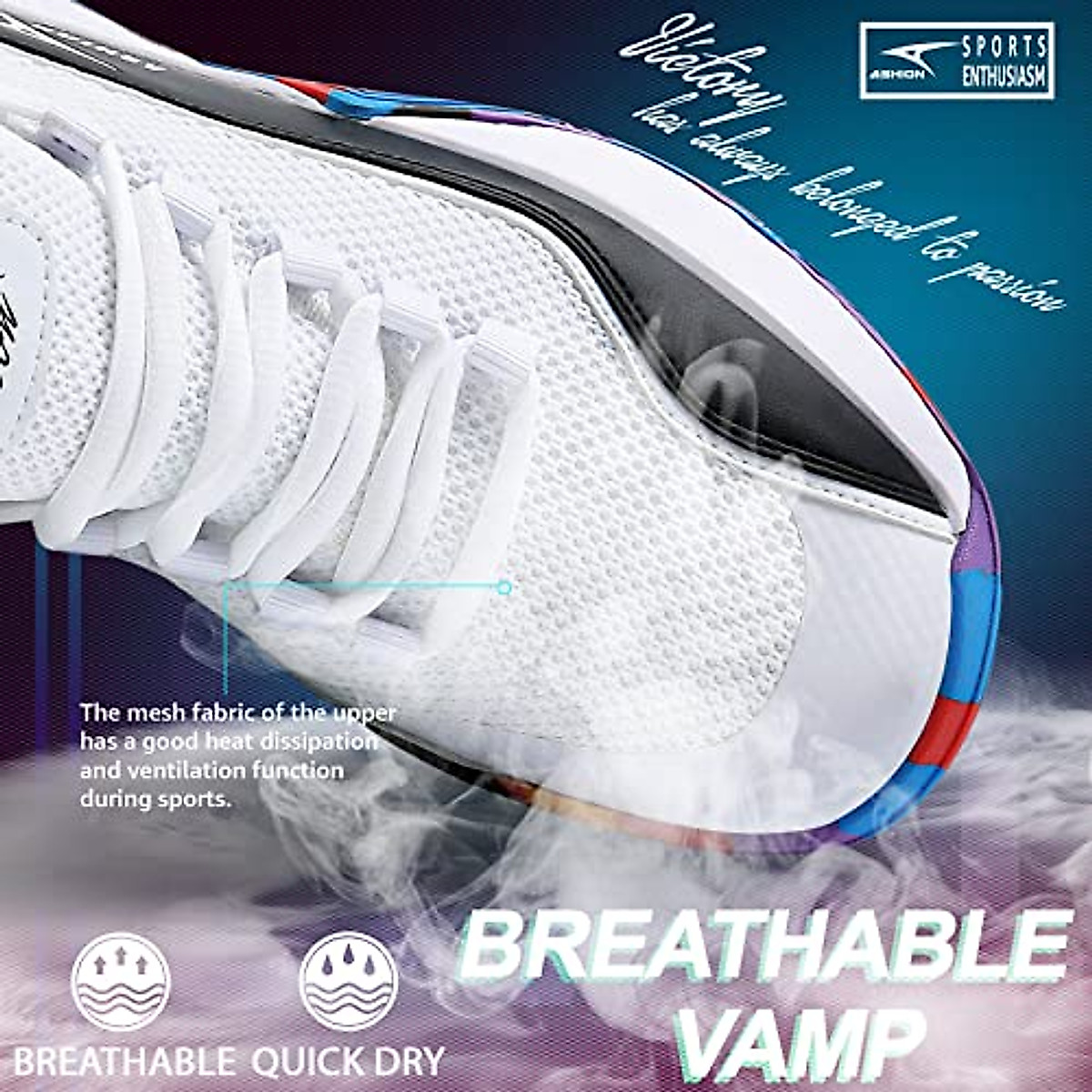 ASHION Boys Basketball Shoes Kids Non-Slip Sneakers Girls Outdoor Trainers (Little Kid/Big Kid), White 7 Big Kid