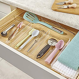 STORi SimpleSort 3-Piece Stackable Clear Drawer Organizer Set | 9" x 6" x 2" Rectangle Trays | Wide Makeup Vanity Storage Bins and Office Desk Drawer Dividers | Made in USA