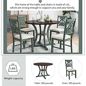 Luxo Abode Classic and Traditional Style 6 Piece Dining Set, Includes 1 Table, 4 Upholstered Chairs & Bench, Easy to Assemble, for Living Room, Dining Room, Home Bar and Kitchen, Natural Wood Wash
