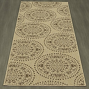 Silk Road Concepts Collection Rugs, 2'7" x 7', Beige Medallion