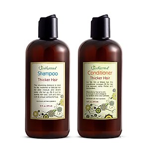 Just Natural Products Thicker Hair Shampoo and Conditioner | Natural Anti Thinning Shampoo and Conditioner | Thicker Hair Bundle for Men and Woman | Just Nutritive | Each Product 16 Fl Oz