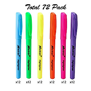 Madisi Highlighters, Chisel Tip, Assorted Colors, Bulk Pack, 72-Count