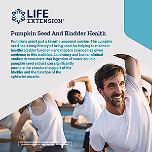 Life Extension Water Soluble Pumpkin Seed Extract - Supplement For Bladder and Urinary Health - Non-GMO, Gluten-Free, Vegetarian - 60 Capsules