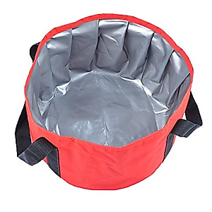 HOOYEE Multifunctional Portable Wash Basin Folding Bucket (Red)
