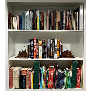 IT'S HAPPY TIME Mountain Wooden Bookends - Nonslip, Heavy Duty and Rustic Decor for Home and Office Shelves