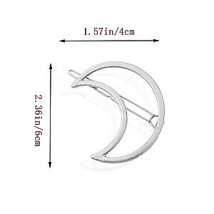 Aukmla Moon Hair Barrette Clips Silver Hair Pins Geometric Hair Styling Accessories for Women and Girls (Silver)