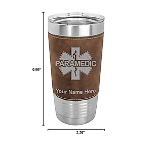 LaserGram 20oz Vacuum Insulated Tumbler Mug, Paramedic, Personalized Engraving Included (Faux Leather, Rustic)