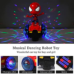TOYLEMSAN Dancing Spider Robot Toys Interactive Musical Super Héró Car Toy Flashing Lights Intelligent Interactive Educational Robot for Chirldent Day Birthday Gift Boys Girls Age 2 3 4 5 6 7 8 (Red)