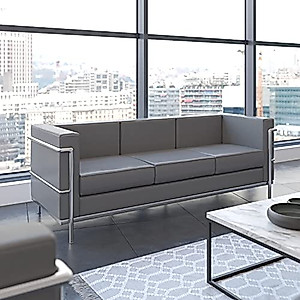 Flash Furniture Hercules Regal Series Contemporary Gray LeatherSoft Sofa with Encasing Frame