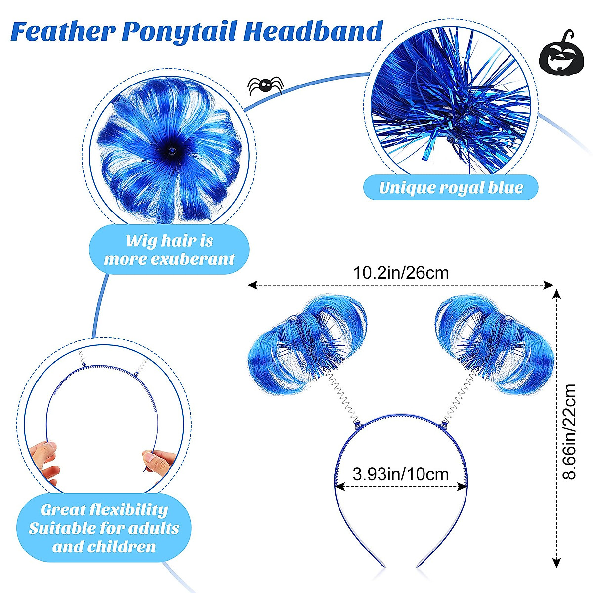 Tulle Tutu Costume Set Tulle Tutus Skirts Blue Headband Ponytails Long Knee Thigh High Striped Socks for Halloween(Fresh Color,S)