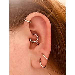 Melighting Septum Rings 16G Moon Septum Jewelry with Opal Clear CZ Surgical Steel 316L Star Helix Earring Dangle Daith Earrings Nose Rings Piercing for Women Men