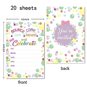 Knibeo Bounce House Party Invitations - Jumping Party Invitations, 4x6 Inches Kids Birthday Invitations Cards Set of 20 with White Envelopes