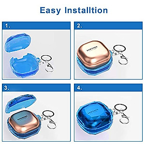 Wongeto Compatible for Samsung Galaxy Buds Live 2020 Case Cover, Hard PC with Diamond Pattern Crystal Case with Keychain for Samsung Galaxy Buds Live 2020 (Clear Bule)