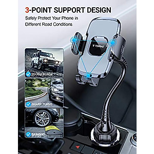 TORRAS [Truck Friendly 15in Car Cup Holder Phone Mount [Easily Install & Adjustable] Long Gooseneck Cupholder Cell Phone Mount for Car Truck Fit with iPhone 13 12 Pro Max Samsung Galaxy S22 S21 & All