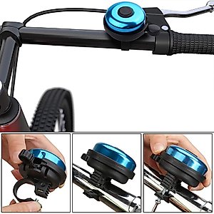 Musment Bicycle Bells, Classic Bicycle Bells, Aluminum Alloy Bicycle Bells, Bicycle Bells with Loud and Clear Sound for Adults and Children (Blue), 0.83inch-0.86inch