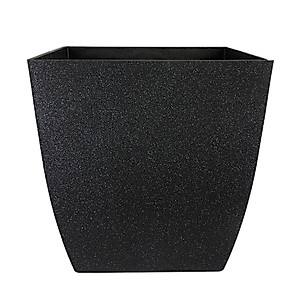 The HC Companies 12 Inch Santa Fe Square Self Watering Planter - Decorative Lightweight Plant Pot with Drainage Hole for Indoor Outdoor Use, Black Sand