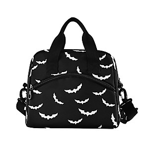Bats Halloween Lunch Bags for Women Black Lunch Tote Bag Lunch Box Water-resistant Thermal Cooler Bag Lunch Organizer for Working Picnic Beach Sporting