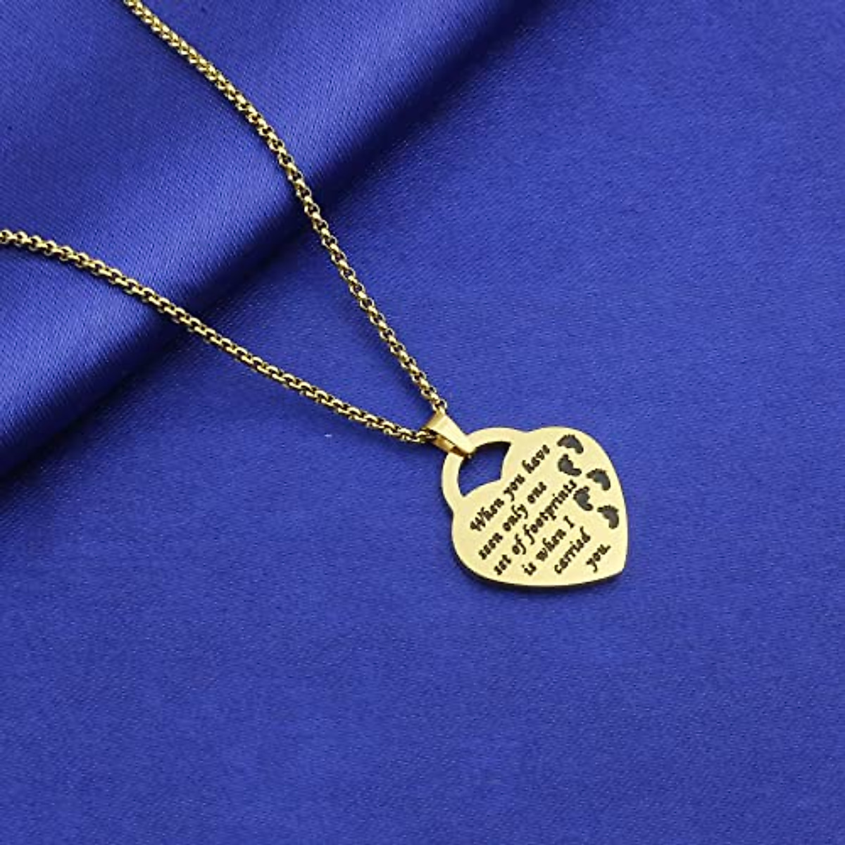 Footprints in The Sand Necklace When You Have Seen Only One Set of Footprints Is When I Carried You Religious Jewelry Christian Gift (Foot N G)
