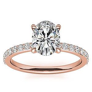 10K Solid Rose Gold Handmade Engagement Ring 3 CT Oval Cut Moissanite Diamond Solitaire Wedding/Bridal Ring for Womens/Her Propose Ring Set (5)