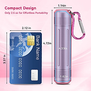 Aufew Smell Proof Airtight Container, Portable Sealed Stash Jar Lightweight Aluminum Travel Storage Tube with Carabiner for Herbs, Spices, Valuables - Pink