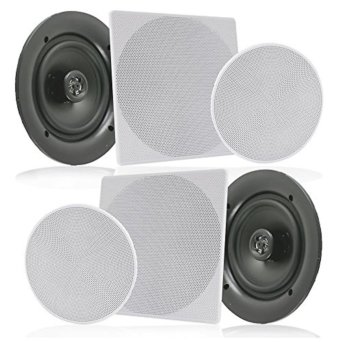 Pyle Pair 10” Flush Mount in-Wall in-Ceiling 2-Way Speaker System Spring Loaded Quick Connections Changeable Round/Square Grill Stereo Sound Polypropylene Cone Polymer Tweeter 300 Watts (PDIC16106)