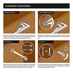 UNIQANTIQ HARDWARE SUPPLY Antique Brass Skeleton Key for Grandfather Clock, Cabinet Doors, Dresser Drawers - Hollow Barrel Key Replacement - Antique Skeleton Keys for Furniture | SK41-BHA