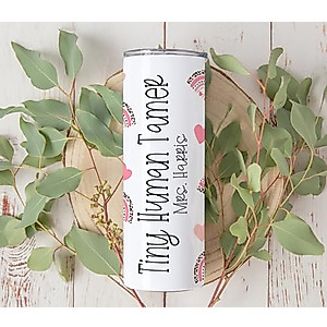 Tiny Human Tamer Tumbler, Stainless Steel Vacuum Insulated Coffee Cup with Lid and Straw Double Wall Travel Mug for Tea Cold Beverages Drinks, Teacher Gifts For Women (30 oz)