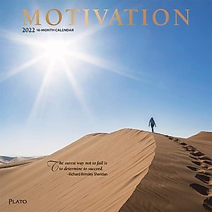 Motivation 2022 12 x 12 Inch Monthly Square Wall Calendar with Foil Stamped Cover by Plato, Inspiration Quotes