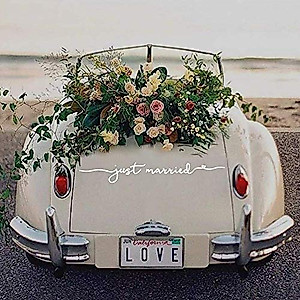 Just Married Vinyl Decal Wedding Decor Wedding Car Sign 28x4 inch