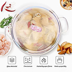 UPKOCH Pink Glass Pots for Cooking on Stove Heat Resistant Saucepan with Cover Clear Cooking Pot with Lid Glass Simmer Pot for Noodle Soup
