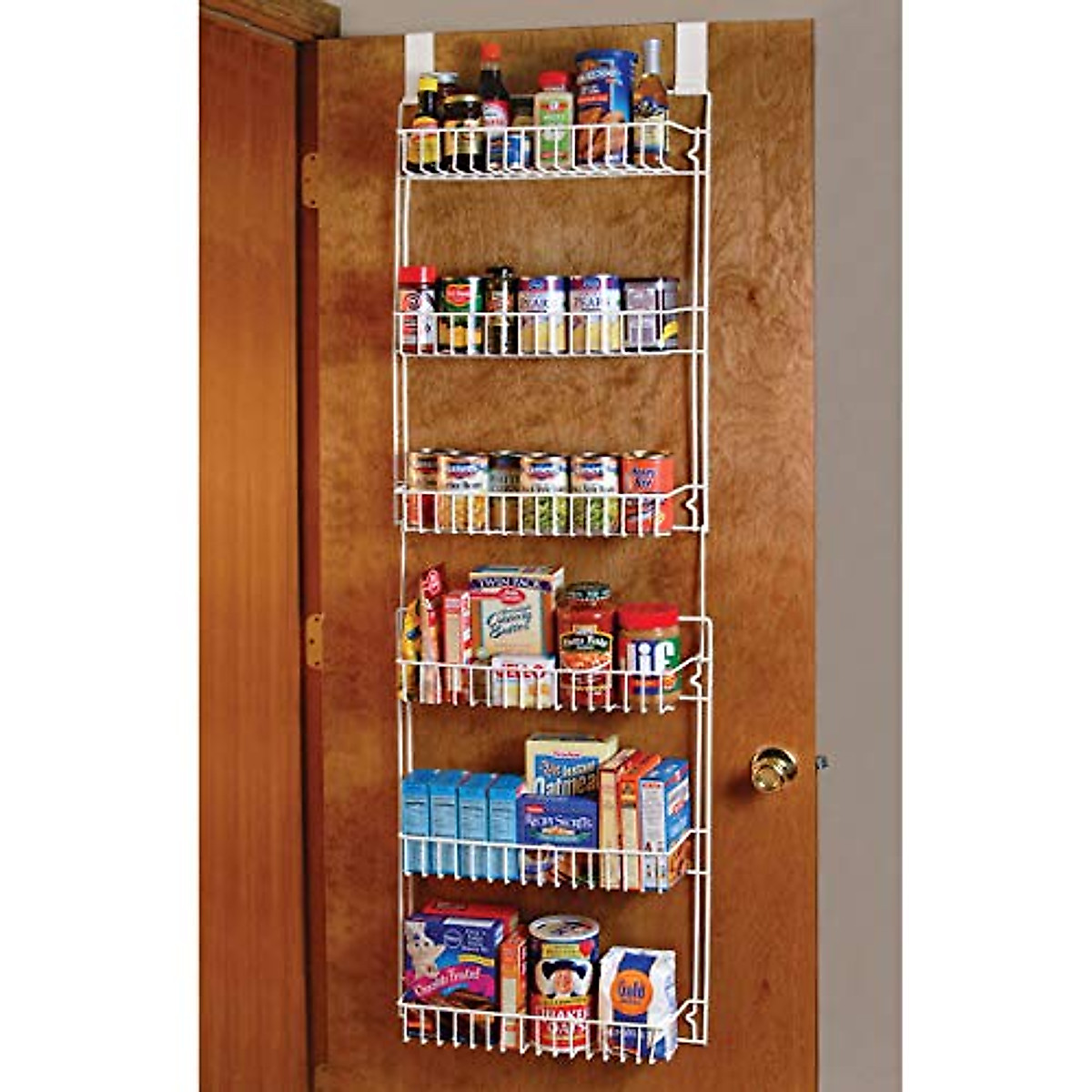 Miles Kimball Over The Door Kitchen Storage Organizer, White Vinyl-Coated Metal Wire - Measures 18 3/4" Wide x 52" High