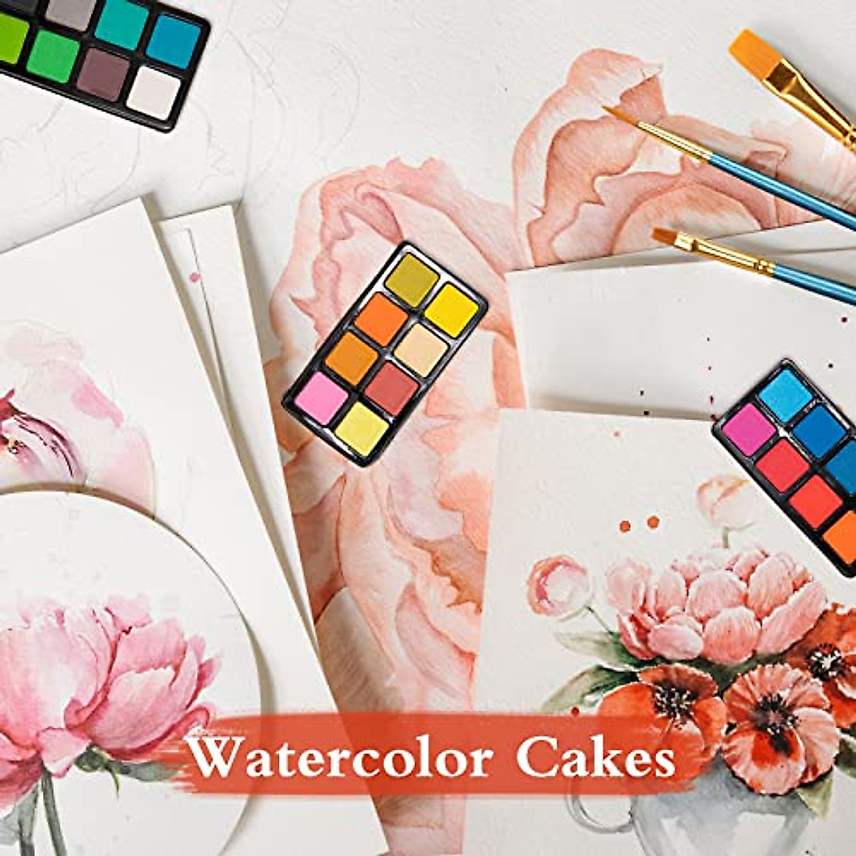 POPYOLA Art Supplies 94 Piece Wooden Paint Set for Painting, Sketching, Coloring Creative Portable Art Kit with Colored Pencils, Oil Pastels, Watercolor Cakes Art Set for Teens, Adults (Brown)