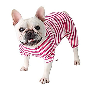Harikaji Dog Pajamas,Dog Striped Jumpsuit Pet Clothes Leg Cover Pjs for Cats Dogs(Pink,L)