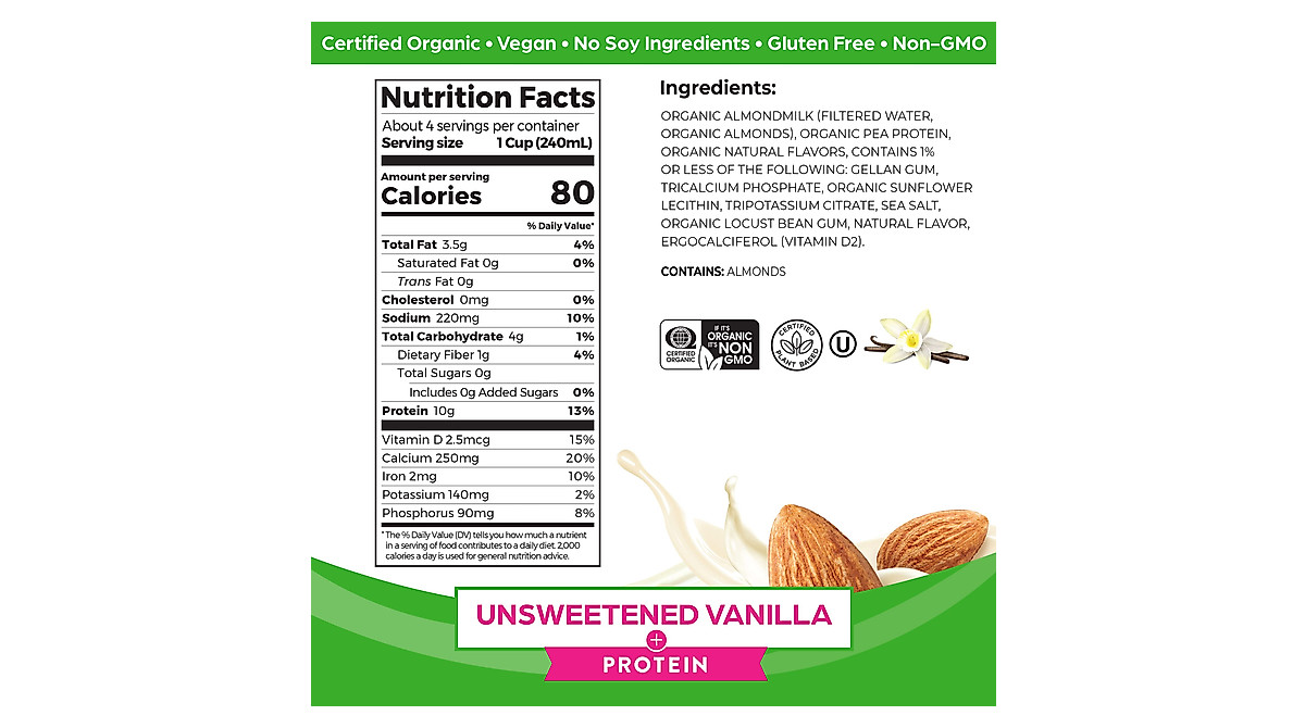 Orgain Vegan Protein Almond Milk - 10g Protein, Dairy Free
