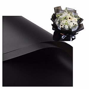 Rikyo 40 Counts Fresh Flowers Wrapping Paper,Wraps Waterproof Floral Wrapping Paper Sheets Fresh Flowers Bouquet Gift Packaging Korean Florist Supplies,Boundless 22 3/4 x 22 3/4 Inch (All Black)