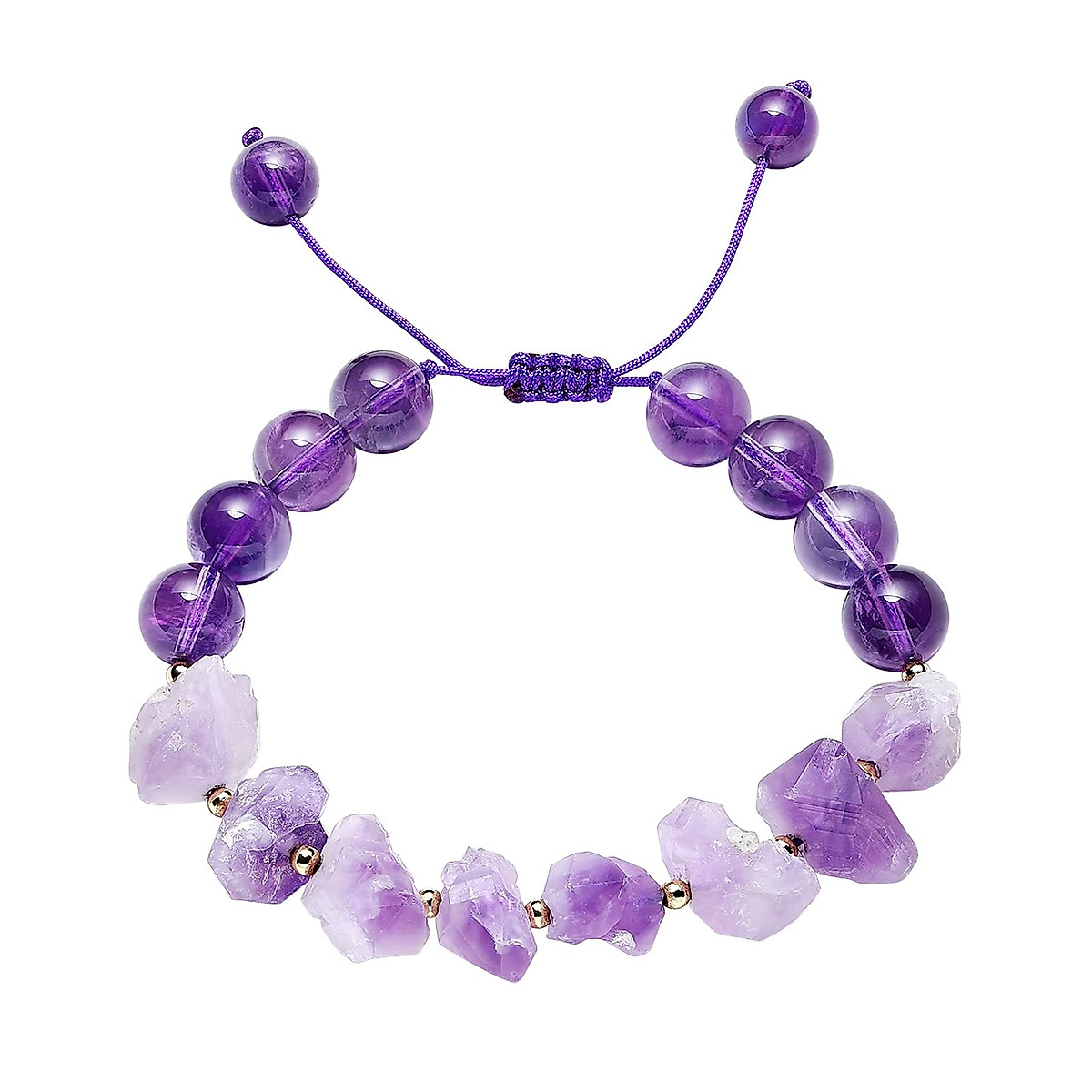 Jewever Natural Amethyst Crystal Bracelet for Women Healing Gemstones and Crystals Beaded Bracelets Meditation Balance Gifts Adjustable