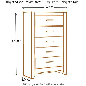 Signature Design by Ashley Brinxton Contemporary 5 Drawer Chest, Almost Black