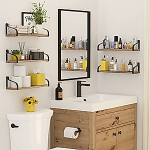 You Have Space Prato Organization & Storage Shelves, Floating Shelves for Living Room Decor, Kitchen, Bathroom, Bedroom, 17"x 4.5" Burned Bookshelf Set of 5