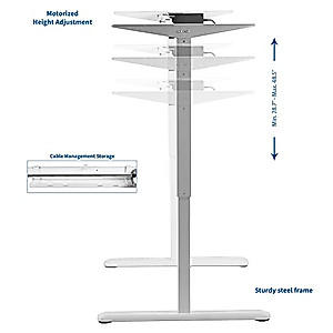 VIVO Electric Stand Up Desk Frame Workstation with Memory Touch Pad, Single Motor Ergonomic Standing Height Adjustable Base, White, DESK-V102EW