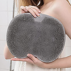 Wall Mounted Back Scrubber, Foot Massage Pad, Shower Foot & Back Scrubber, Silicone Bath Brush with Suction Cups, Bathroom Wash Foot Mat Exfoliating Dead Skin Foot Brush (Grey #q)