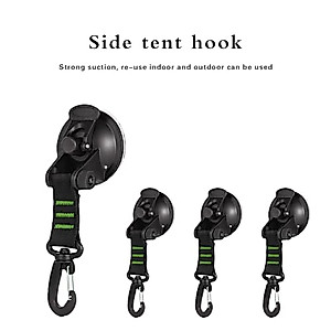 Crynod Pack-4 Heavy Duty Suction Cup Hooks, 7.0 Inches x 2.7 Inches Tent Hooks, Automobile Camping Tie Down Tarp Accessories, Universal for Most Cars, Trucks and Vans (Green)