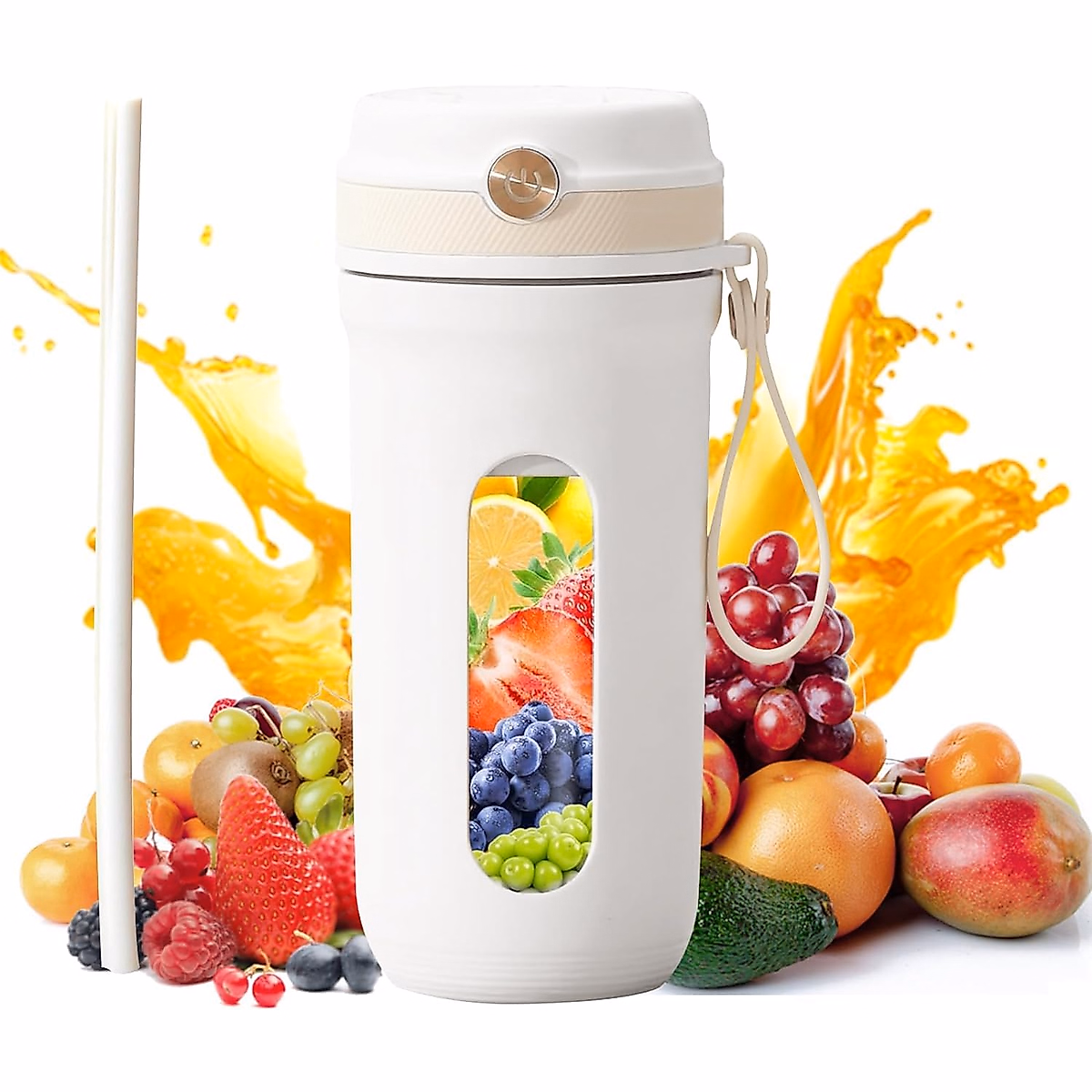 Portable Blender Personal Juicer, 16 Oz Personal Size Blender for Shakes and Smoothies with 10 Blades, USB Rechargeable Mini Small Smoothie Blender Bottles for Home, Travel, Picnic, Office, Gym