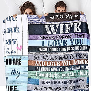 Tapesb to My Wife Blanket Anniversary Romantic Gifts for Wife Birthday Gift from Husband for Wives Throw Blanket with Pillow Covers Valentine Day Blanket Gifts